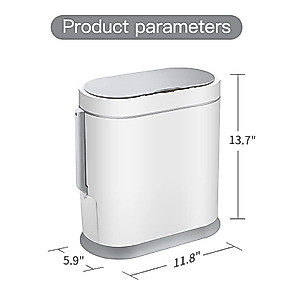 Huaqinglian 2.6 Gallon Automatic Touchless bothroom Trash can with Toiler Brusher- Motion Sensor Smart Garbage Can with lids-Slim Electric Wastebaskets for Bedroom/Living Room/Kitchen/Office (White)