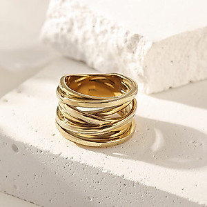 Jinbaoying Knot Cross Ring Enhancers for Women Statement Funky Trendy Love Fashion Engagement Ring Stainless Steel Silver Gold Rose Gold Plated Friendship Ring