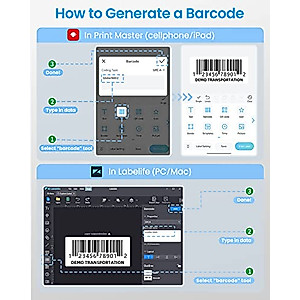Phomemo Barcode Printer M110 Label Printer, Upgraded Bluetooth Portable Thermal Label Maker for Small Business, Address, Office, Home for Phone; for PC/Mac(USB), with 100pcs Labels, Ebony Black