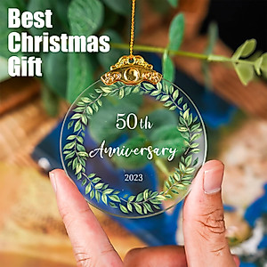 50 Years As Mr. & Mrs. Christmas Glass Ornament 2023 - Christmas Ornament Gift for Fifty 50 Years Couple Husband & Wife Married - Holiday Decoration Gift for 50th Wedding Anniversary - (50 Years)