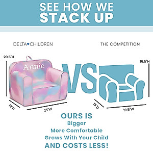 Delta Children Personalized Cozee Chair – Customize with Name – Foam Kids Chair for Ages 18 Months and Up, Tie Dye