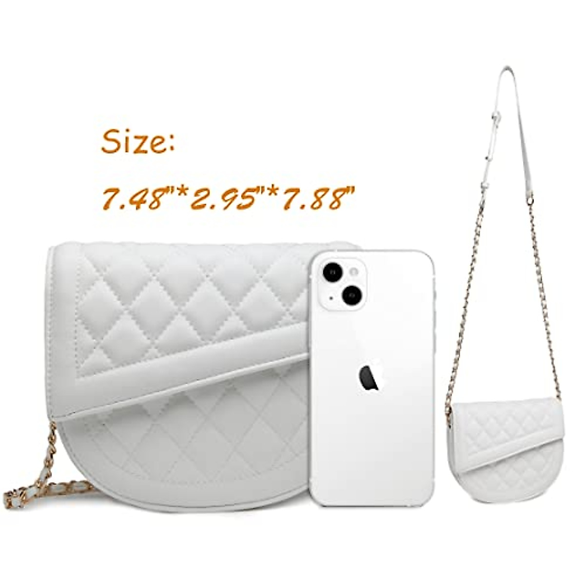 Ysaok Women Flap Crossbody Purses Over the Shoulder Chain Bags Vegan Leather Handbags (White)