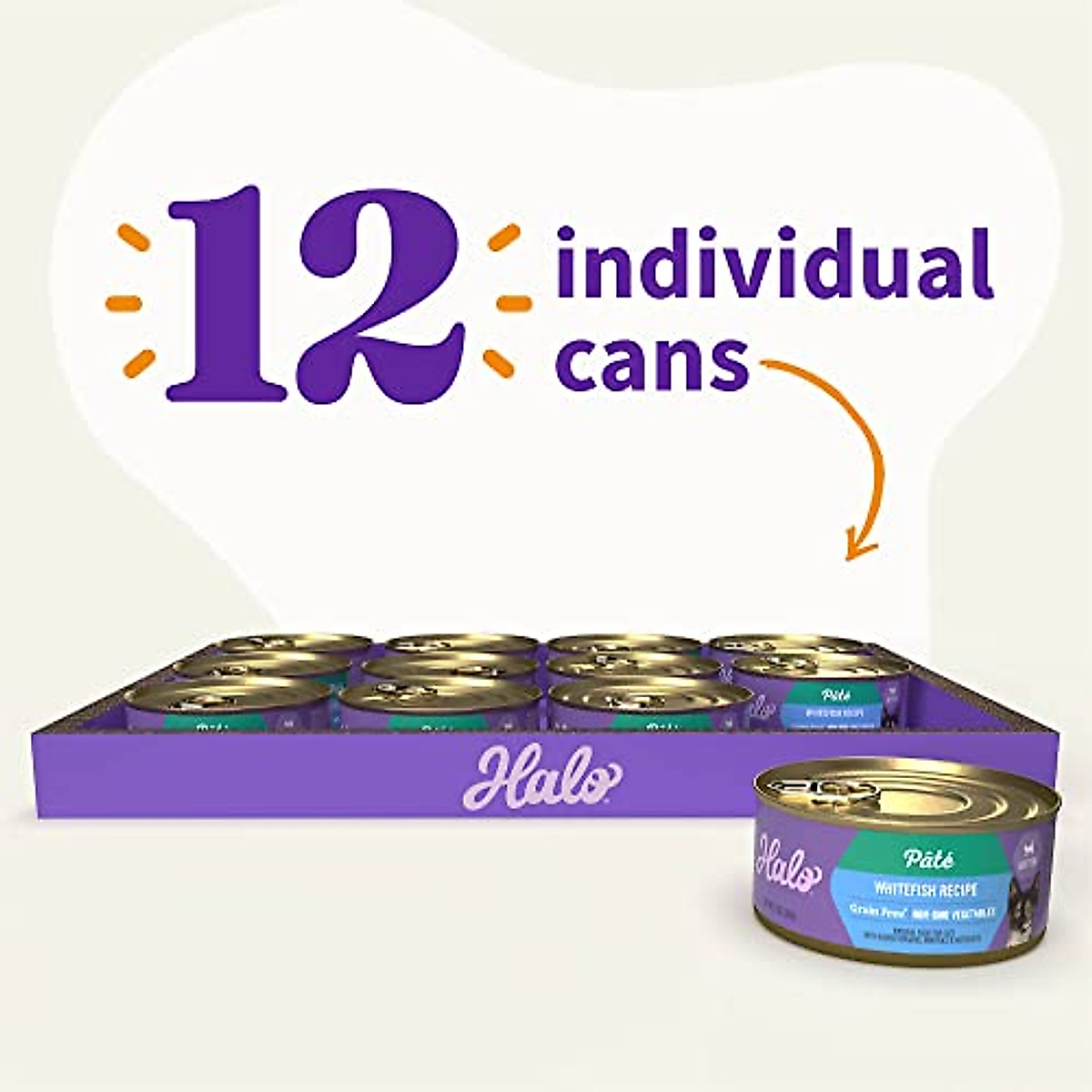 Halo Kitten Grain Free Wet Cat Food Pate, Whitefish Recipe, Healthy Cat Food with Real, Whole Whitefish, 3oz Can (Pack of 12)(Packaging May Vary)