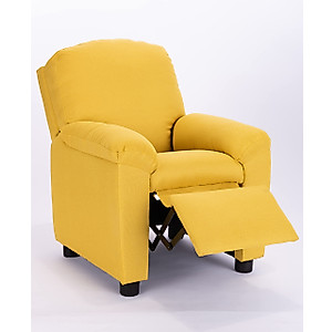 Q-Max Sofa Chair with Pillow Top Armrest and Footrest, Yellow Finish Children Recliner