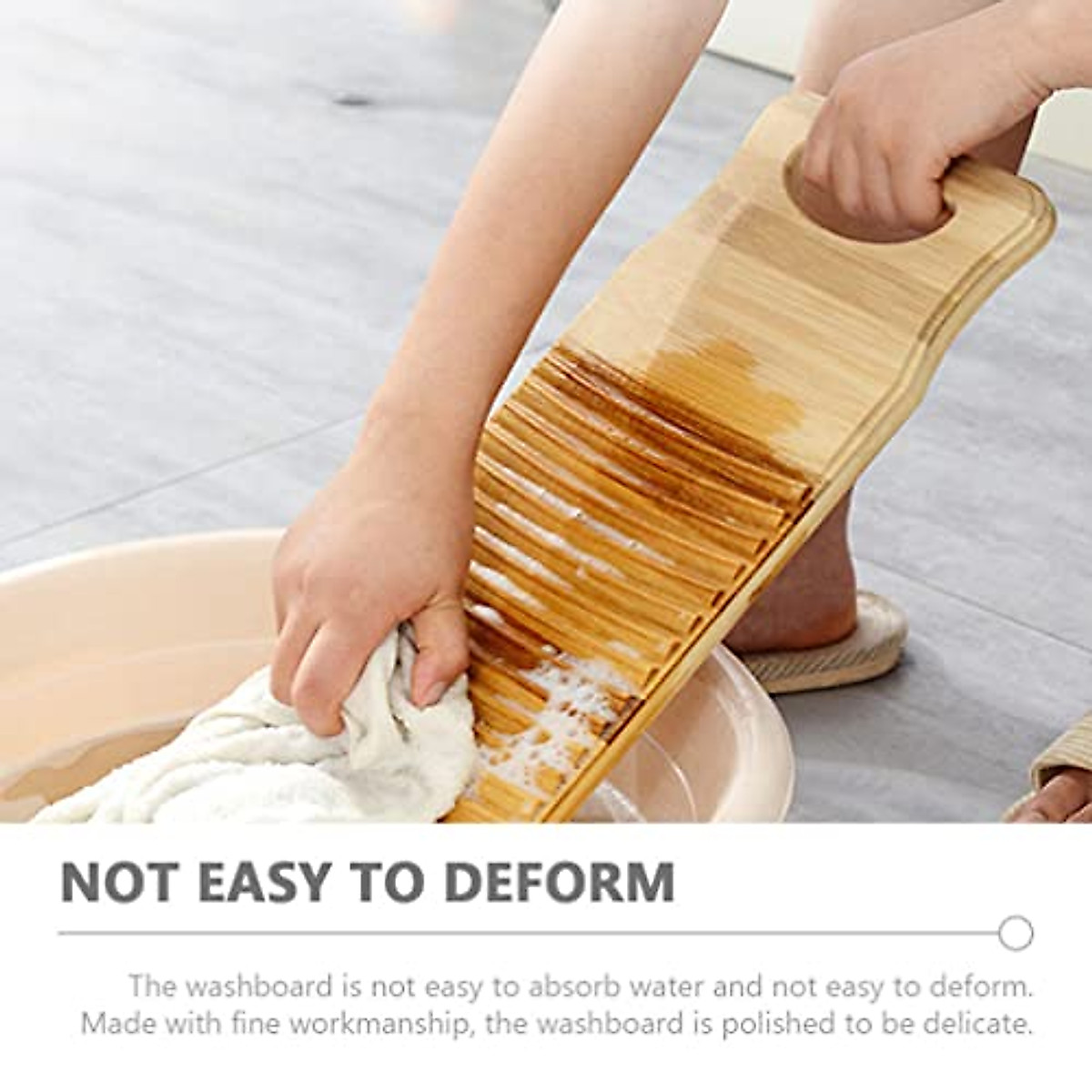 Cabilock Washboard Thickened Wooden Washboard for Laundry Home Wooden Laundry Washboard