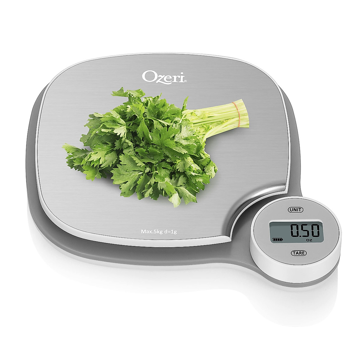 Ozeri Battery-Free Kitchen Scale, Kinetic Charging Technology, Stainless Steel