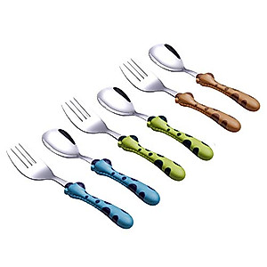 ANNOVA Children's Flatware 6 Pieces Kids Silverware - Stainless Steel Cutlery - 3 x Safe Forks, 3 x Dinner Spoons - Safe Toddler Utensils Without Knives for Lunch Box BPA Free - 2021 New Packaging