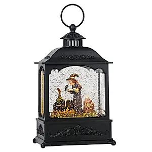 GenSwin Witch Halloween Snow Globe Lantern Battery Operated Water Swirling Glitter with 6H Timer, LED Lighted Scene for Halloween Home Decoration Gift(9.6”x 4.6” x 3.1”)