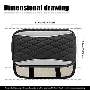 Car Center Console Cushion Pad Accessories Interior Protection Universal Leather Waterproof and Anti-scratch Armrest Seat Box Cover Profector for Most Car SUV Vehicle (Grey)