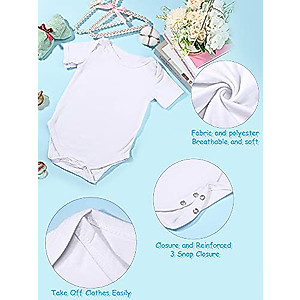 HESTYA 4 Pieces Baby Bodysuit Sublimation White Short Sleeve Shirt for Unisex Preemie Month Baby Boys Girls(White,0-3 Months)