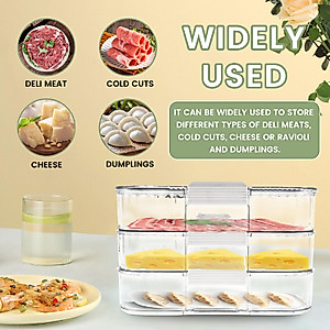 Tzdxfgl Deli Meat Container for Fridge, 3 Layer Bacon Meat Container for Refrigerator with Date Recording Function, Food Grade Food Organizing Box, Removable Bacon Keeper Fridge for Home