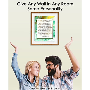 Charm is Deceptive and Beauty is… Proverbs 31:30-31 - Inspirational Bible Verses, Christian Scripture Positive Quotes, Religious Bible Verse Wall Art Decor For Home & Office | Unframed Posters 8x10"