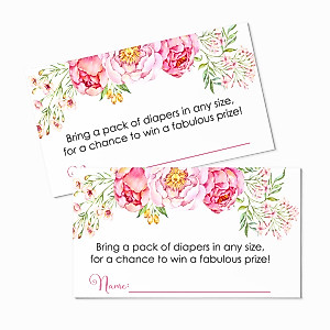 Paper Clever Party Cottage Floral Diaper Raffle Tickets (25 Pack) Girls Baby Shower Games – Invitation Insert Cards Guests Fill-In for Prize Drawings
