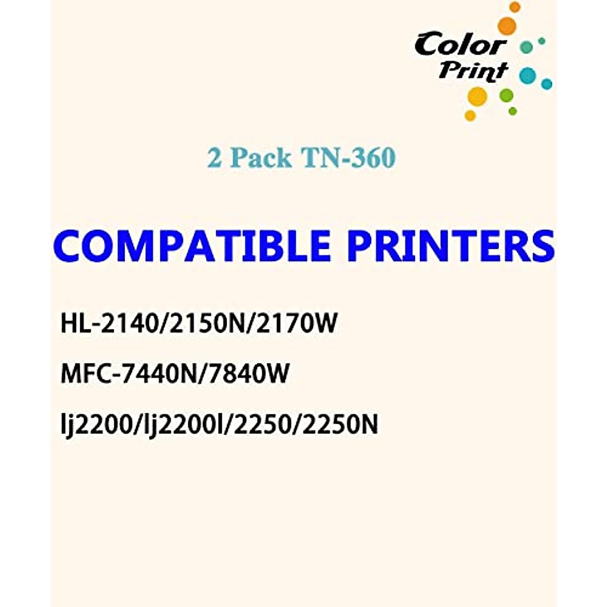 2-Pack ColorPrint Compatible TN360 Toner Cartridge Replacement for Brother TN-360 TN330 TN-330 Work with DCP-7030 DCP-7040 HL-2140 HL-2170W MFC-7340 MFC-7345N MFC-7440N MFC-7840W Printer