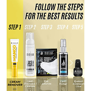 Cream Remover for Eyelash Extension Glue - Mango - Stacy Lash (0.52oz / 15g) / GBL Free/Fast Lash Adhesive Dissolution time - 60 sec/Mild Formula/Not Liquid/Professional Supplies
