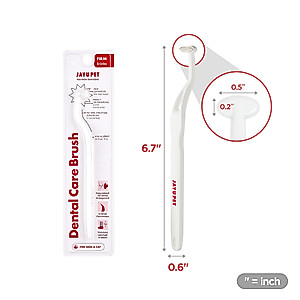JAYU PET Dental Care Brush (Firm Bristles) 1ea - Resilient Toothbrush for Dog Tartar & Plaque Removal, Horizontal Head and S-Curved Body
