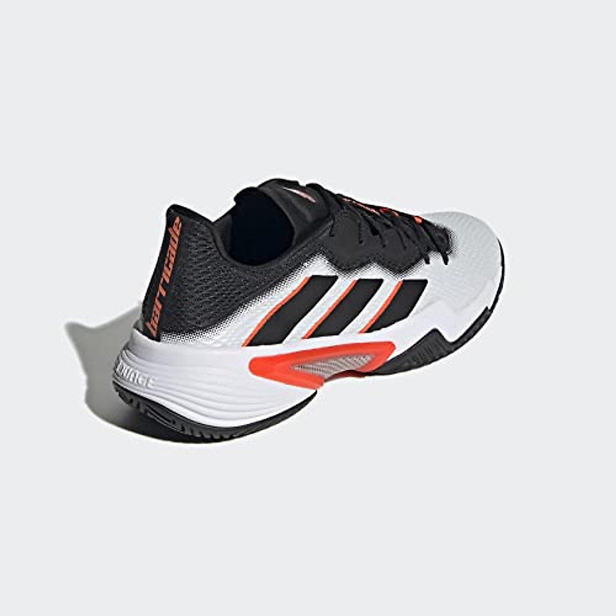 adidas Men's Barricade Tennis Shoe, White/Core Black/Solar Red, 9