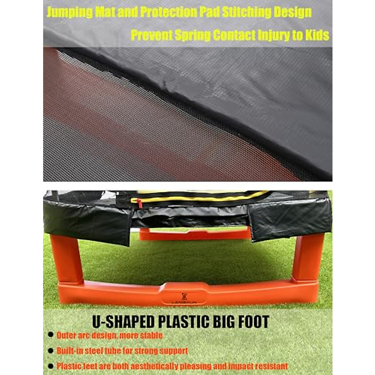 LANGXUN 6.5Ft 7-in-1 Rectangle Trampoline for Kids, with Climb, Slide, Swing, Basketball Hoop, Multi-Functional Indoor Outdoor Baby Toddler Mini Trampoline for Girls and Boys Birthday Gift, Age 1-10