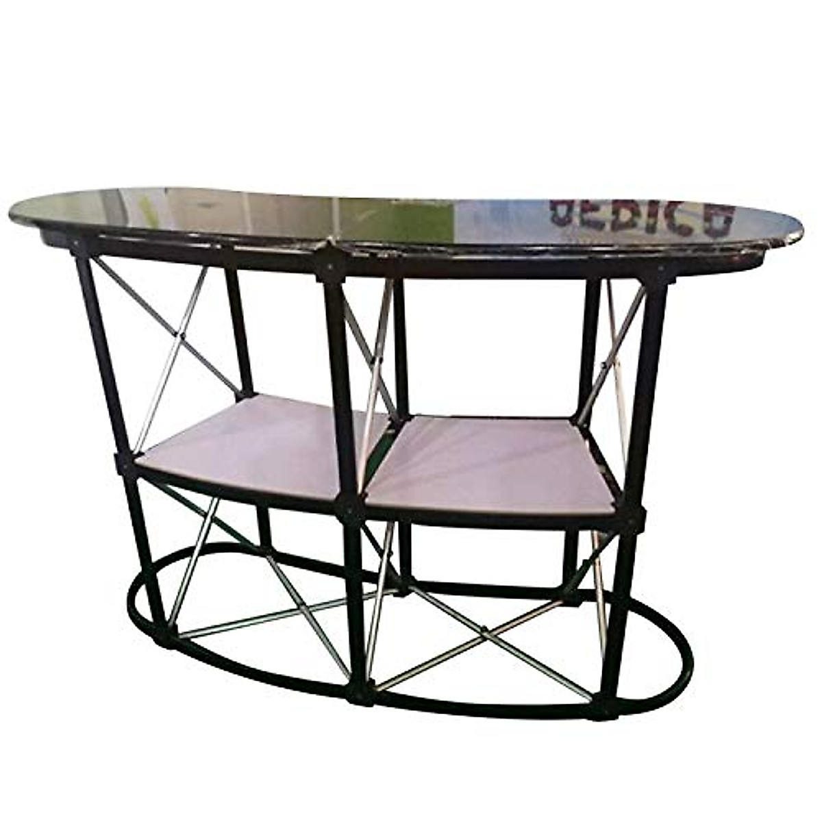 Trade Show Podium Table Portable Trade Show Counter Display Exhibition Counter Stand Podium Counter Black Top Display Table for Exhibition Promotion Retail