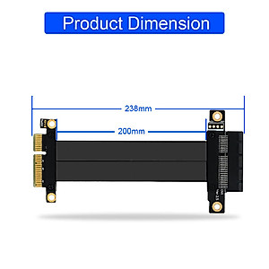 BQZYX+ PCI-E Riser PCI-E x4 Extension Cable Pcie Extension Cable Extension Port Adapter (20cm 180 Degrees)-Upgrade Version