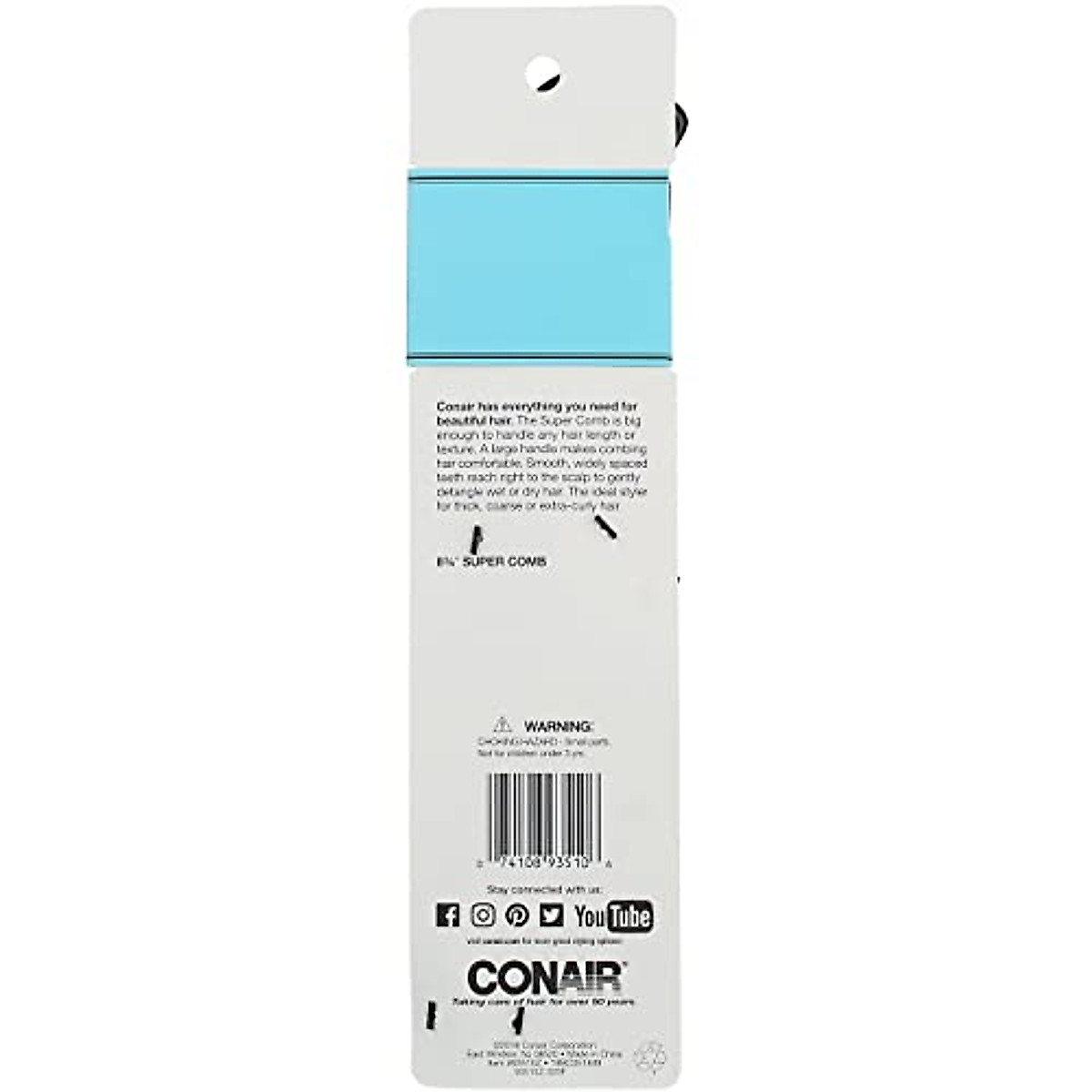 Conair Styling Essentials Comb, Styling (Pack of 2)