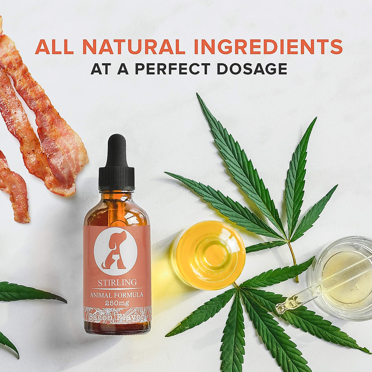 Stirling Powerful Hemp Oil for Dogs and Cats - Helps Relieve Pain and Sore Muscles - Reduces Dog and Cat Separation Anxiety - Calming - Relief - No Drowsiness - 250mg