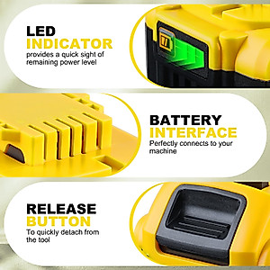 2Pack DCB200 20V 6.0Ah and Charger Replacement for Dewalt 20V Battery Compatible with Dewalt 20V MAX Battery DCB204 DCB203 DCB200-2 DCB201 DCB180 DCD985B DCD/DCF/DCG Series
