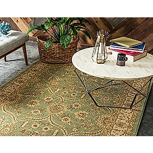 Unique Loom Edinburgh Collection Classic Oriental Traditional French Floral Country Inspired Design Area Rug, 5' 1" x 8' Rectangle, Light Green/Cream