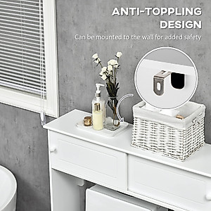 Royard Oaktree Over The Toilet Cabinet with 2 Sliding Doors, Freestanding Bathroom Storage Organizer with 4 Cubbies, Space Saver Toilet Rack with Adjustable Shelves