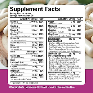 Multivitamin for Women - Womens Multivitamin & Multimineral Supplement for Energy, Mood, Hair, Skin & Nails - Womens Daily Multivitamins A, B, C, D, E, Zinc, Calcium & More. Women's Vitamins Capsules