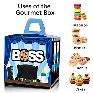 24 Pcs Baby Boy Boss Party Gift Boxes, Boss Goodie Boxes Bags, Boss Party Candy Gift Boxes for Little Gentleman Birthday Baby Shower, Boss Theme Party Bags Decorations Supplies