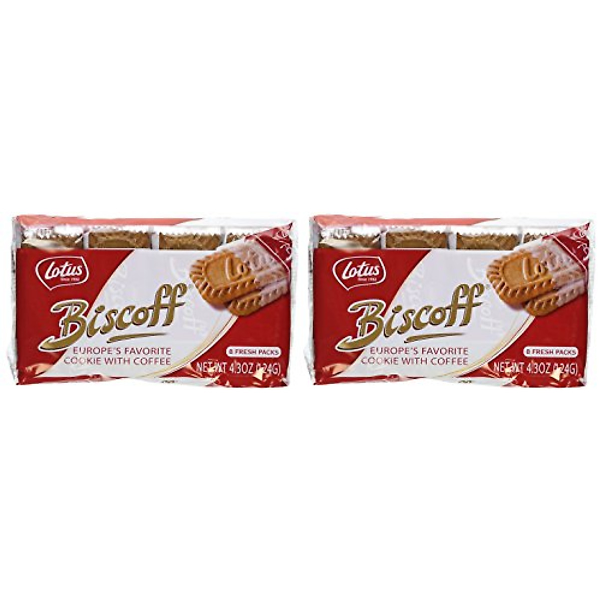 Biscoff Cookies - 4.3 Ounce (Pack of 2) (16 Individual Snack Packs)