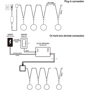 HURYEE Under Cabinet Lighting Puck Lights, 12V Linkable Led Puck Lights, Plug in/Hardwired, LED Driver, Dimmable Transformer Compatible with Most Dimmer Switch, 8 Pack Daywhite 6000K