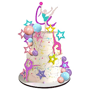 27 PCS Gymnastics Cake Toppers Balls Cake Decoratios Gymnastics Birthday Party Decorations for Girls Gymnastic Theme Birthday Party Baby Shower Supplies (Gymnastic)