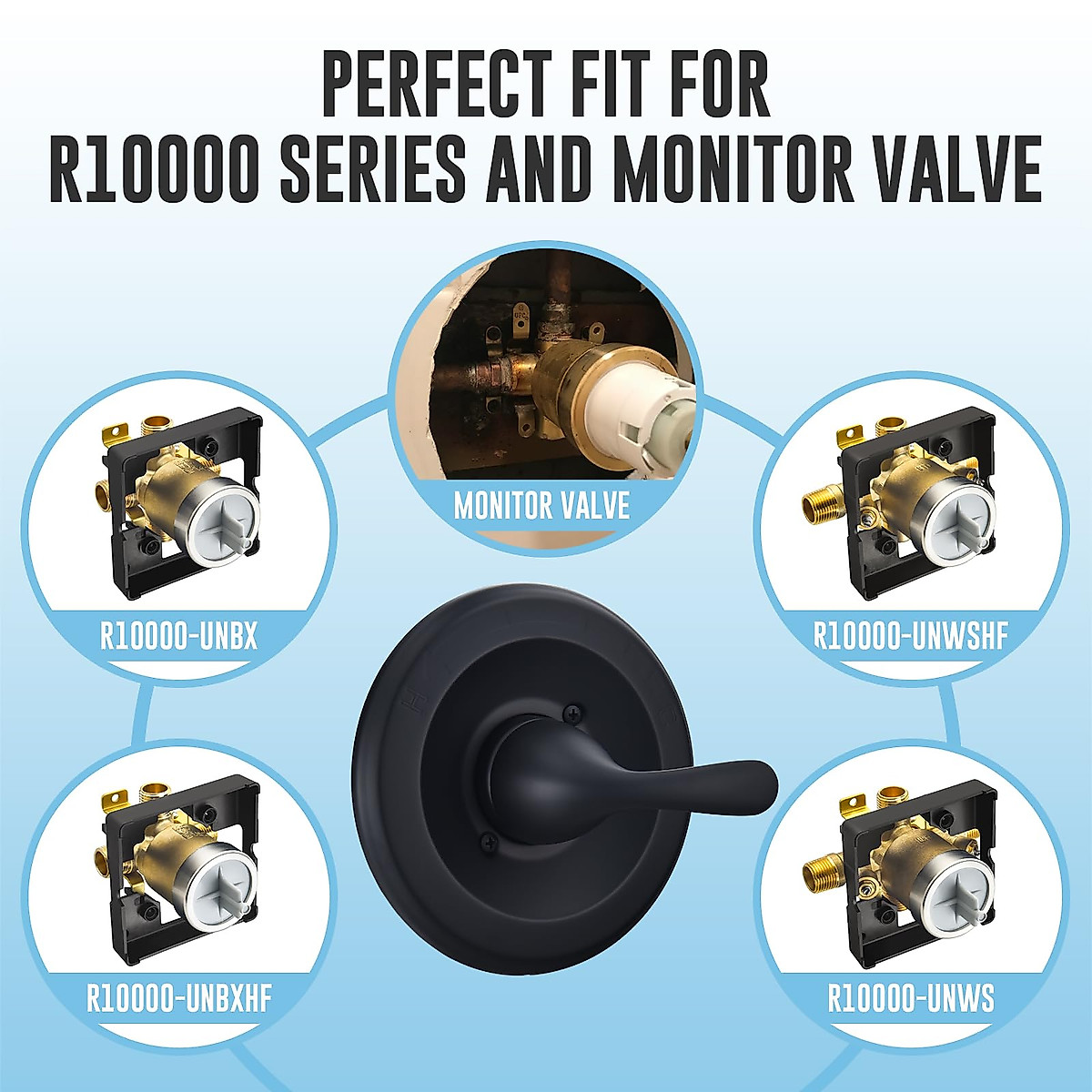 Replacement for Delta Classic 13 Series Single-Function Trim Kit, T13020-BL Matte Black Shower Handle, Fit Delta Shower Valve R10000 Series (Cartridge Not Included)