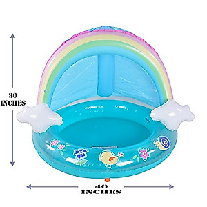 Baby Pool, Rainbow Splash Pool with Canopy, Spray Pool of 40 Inches, Water Sprinkler for Kids, for Ages 1-3