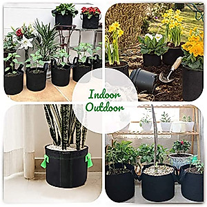 6-Pack 7 Gallon Garden Plant Grow Bags, Double Layer Premium Breathable Nonwoven Fabric Plants Pots with Handles and Shrink String for Vegetables/Fruit/Flowers - Indoor/Outdoor (Black)