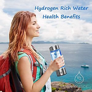 Hydrogen Water Bottle, Portable Hydrogen Water Ionizer Machine, Hydrogen Water Generator, Rechargeable Hydrogen Rich Water Glass Health Cup for Home Travel (Silvery)