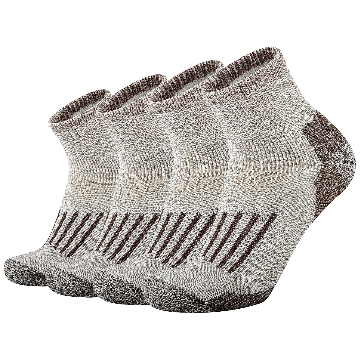 ONKE Merino Wool Low Cut Quarter Socks for Men Outdoor Trail Running Hiking Hiker All Season with Moisture Wicking Control(Brown L)