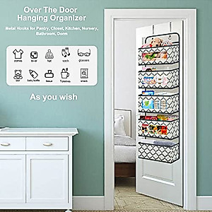 homyfort Over the Door Organizer, Hanging Storage Organizer with 5 Large Pockets & Clear Window for Nursery,Baby Diapers,Bathroom,Closet,Pantry,Dorm,Kids (Beige)
