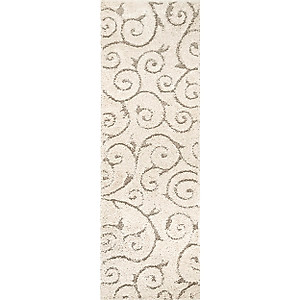 nuLOOM Maisha Contemporary Shag Runner Rug, 2' 8" x 8', Cream