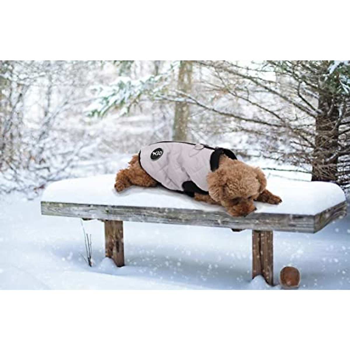 K10 Quiltee Coat - Warm Dog Coat with Leash Attachment - Water Resistant Jacket with Leash Ring - Built in D Ring Harness - Fleece Lined Vest - Lighter Than a Sweater - Small Dogs (S, Silver Grey)