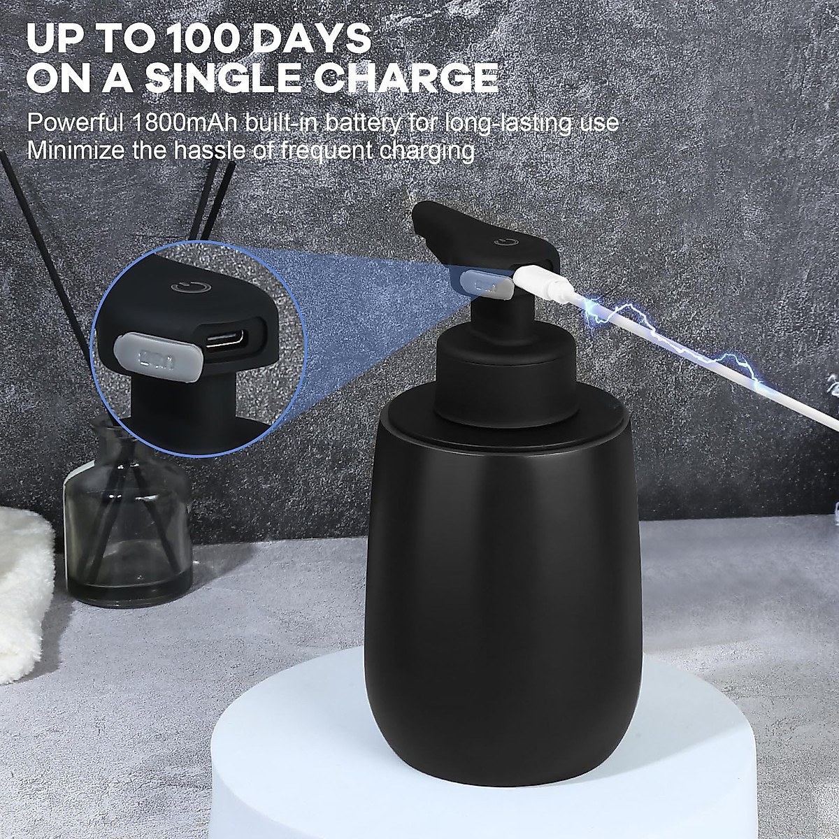 Automatic Soap Dispenser Liquid Hand Free Soap Dispenser Rechargeable Soap Dispenser Touchless Soap Dispenser Smart Electric Auto Dish Soap Dispenser for Bathroom, Kitchen, Commercia Black