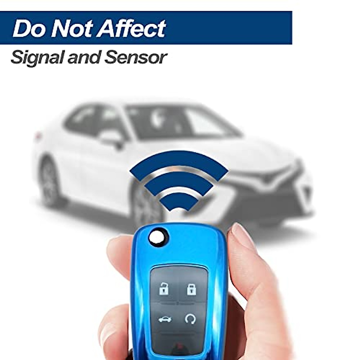 Fit for Chevrolet Chevy Equinox Encore Camaro Cruze Malibu Impala Buick Regal Lacrosse GMC Terrain TPU Key Fob Remote Cover Case Shell Glove Pouch Holder Protector Keyless Entry Sleeve Accessory, Blue