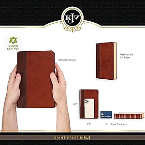 KJV Holy Bible, Giant Print Standard Size Faux Leather Red Letter Edition - Ribbon Marker, King James Version, Brown Two-tone (KJV Standard GP Editions)