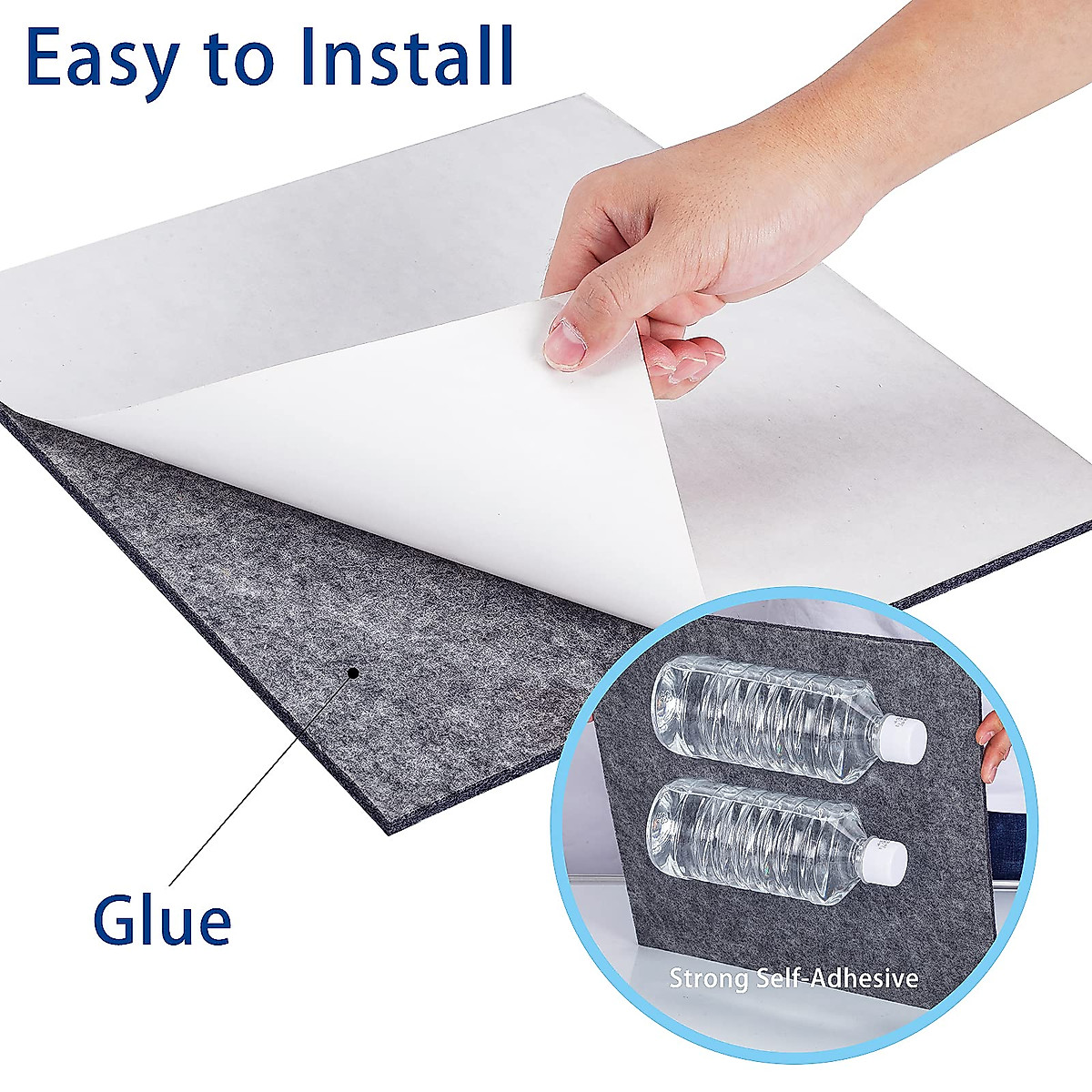 GoTiling Acoustic Panels Self-Adhesive Felt Decorative Soundproofing Panel Tiles, High Density Sound Absorbing Panels 9 Grids Pin Board, Acoustic Treatment for Home & Offices, 6 Pack, Light Grey