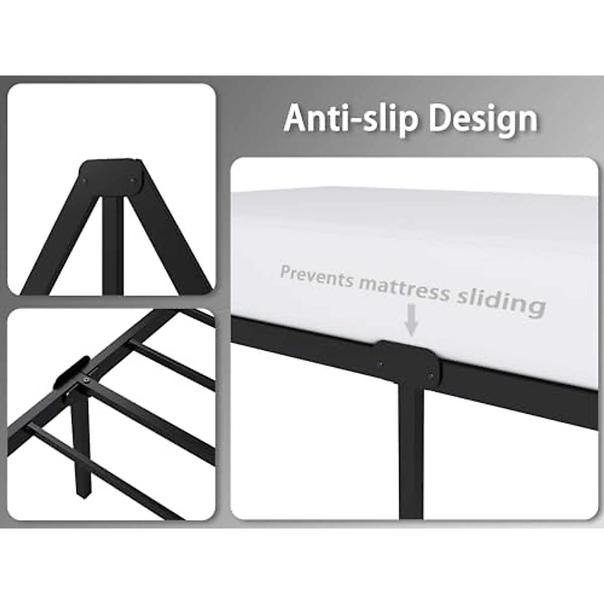 AROMUSTIME 16 Inch Standard Metal Platform Bed Frame / 3,000 lbs Heavy Duty Steel Slat Easy Assembly Mattress Foundation/No Noise/Box Spring Replacement, Cal King