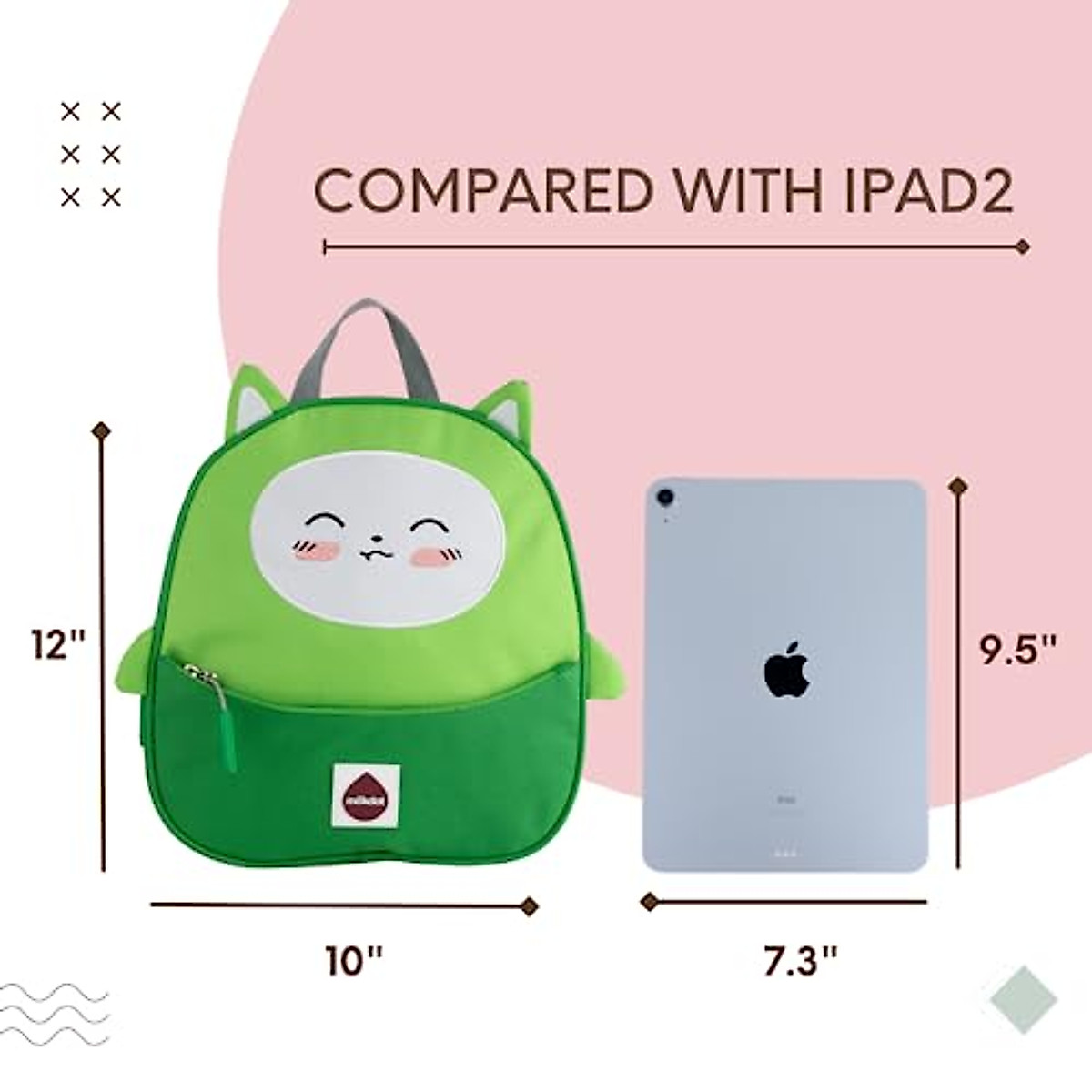 Milkdot Designer Mini Backpack, Perfect for Women, Men, Boys, Girls, Stylish for kids ages 3+ (Green)