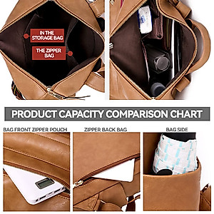 Leather Backpack Purse for Women Large Designer Travel Ladies Satchel Handbag Convertible College Daypack Shoulder Bags (1-brown)