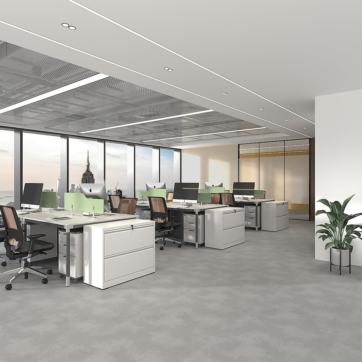 Yukimo Lateral File Cabinet with Lock, Metal File Cabinets for Home Office Legal/Letter A4 Size, File Cabinet with 2 Drawer Storage Cabinet, White